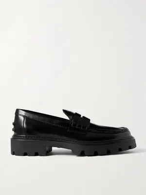 TOD'S Gomma Pesante Glossed-leather Loafers