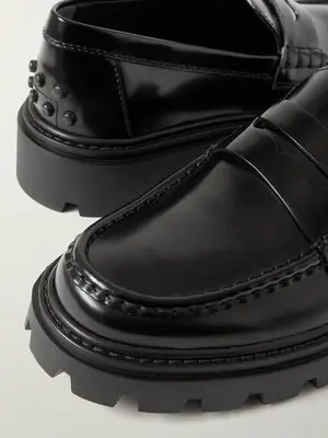 TOD'S Gomma Pesante Glossed-leather Loafers