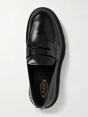 TOD'S Gomma Pesante Glossed-leather Loafers