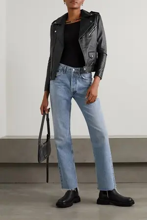 DEADWOOD Net Sustain River Leather Biker Jacket