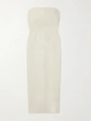CORTANA Strapless Cotton-blend Canvas Midi Dress