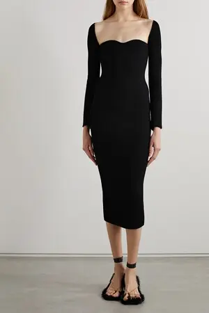 Khaite Beth Ribbed-knit Midi Dress - Black
