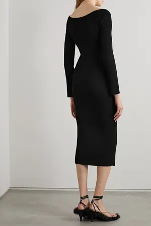 Khaite Beth Ribbed-knit Midi Dress - Black