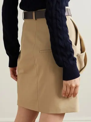 Loewe Belted Draped Cotton-twill Mini Skirt