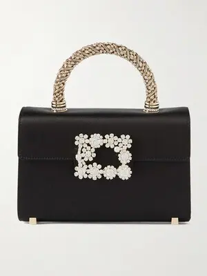 ROGER VIVIER Flower Crystal-embellished Satin Clutch