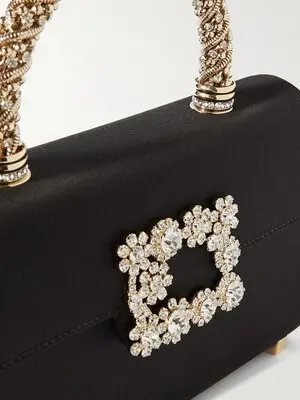 ROGER VIVIER Flower Crystal-embellished Satin Clutch