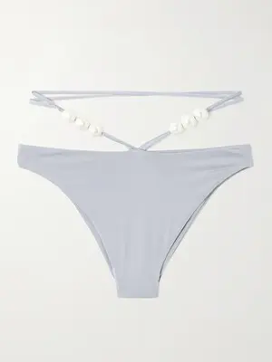 Magda Butrym Faux Pearl-embellished Bikini Briefs - Gray