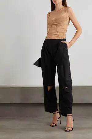 DION LEE Doric Shirred Gathered Bustier Top - Brown