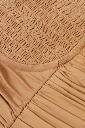 DION LEE Doric Shirred Gathered Bustier Top - Brown