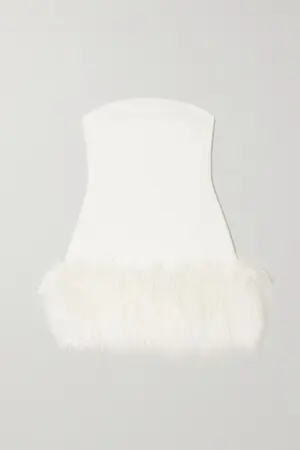 Safiyaa Rowan Feather-trimmed Mini Dress - White