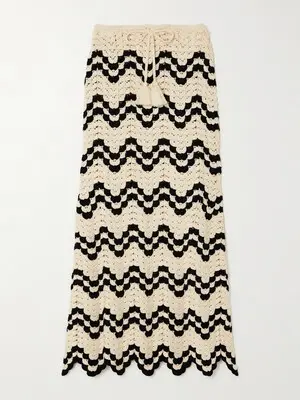Escvdo Safi Scalloped Crocheted Cotton Midi Skirt