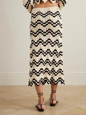 Escvdo Safi Scalloped Crocheted Cotton Midi Skirt