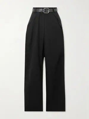 Loewe Belted Draped Cotton-twill Pants - Black