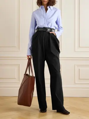 Loewe Belted Draped Cotton-twill Pants