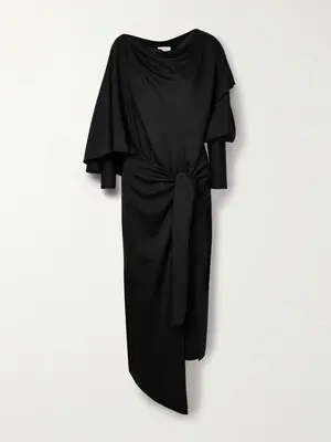 SALON 1884 Calliope Asymmetric Wool-jersey Midi Dress - Black