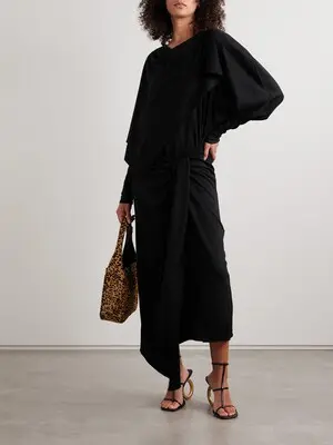 SALON 1884 Calliope Asymmetric Wool-jersey Midi Dress