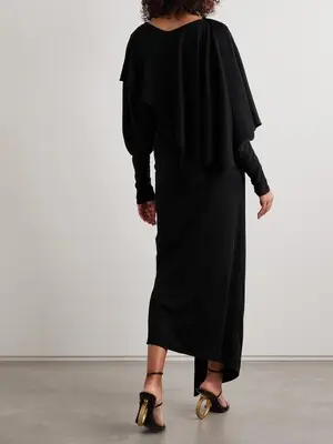 SALON 1884 Calliope Asymmetric Wool-jersey Midi Dress