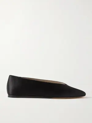 Le Monde Beryl Regency Grosgrain-trimmed Satin Ballet Flats