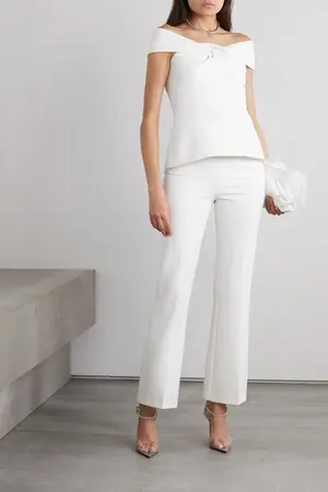 Safiyaa Mari Flared Stretch-crepe Trousers