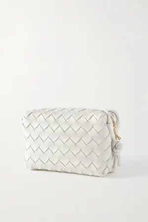 Bottega Veneta Loop Mini Intrecciato Leather Shoulder Bag - White
