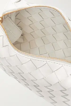 Bottega Veneta Loop Mini Intrecciato Leather Shoulder Bag - White