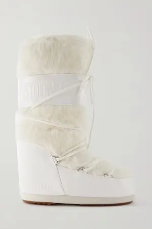 Moon Boot Icon Plush And Leather-like Snow Boots - White