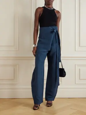 CORTANA Arco Belted Linen-blend Pants