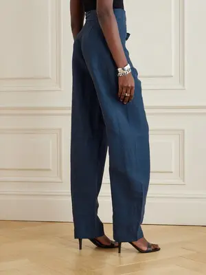 CORTANA Arco Belted Linen-blend Pants