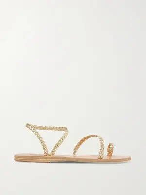ANCIENT GREEK SANDALS Eleftheria Braided Metallic Leather Sandals - Gold