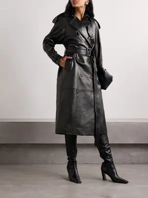 SALON 1884 Filippa Double-breasted Leather Trench Coat