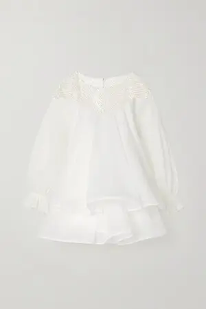 Rime Arodaky Embellished Tulle And Silk-organza Mini Dress - White