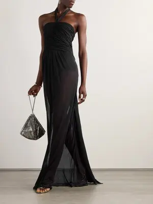 Dolce & Gabbana Draped Gathered Organza Halterneck Gown