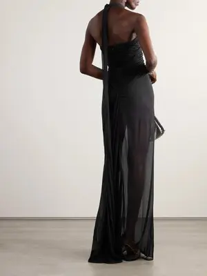 Dolce & Gabbana Draped Gathered Organza Halterneck Gown