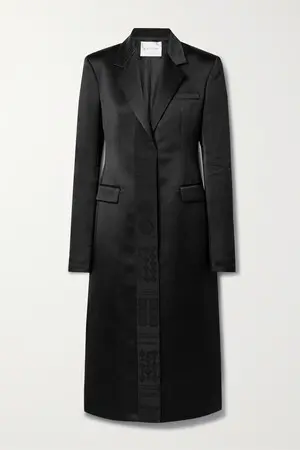 Veronica De Piante Freya Embroidered Grosgrain-trimmed Silk-satin Coat