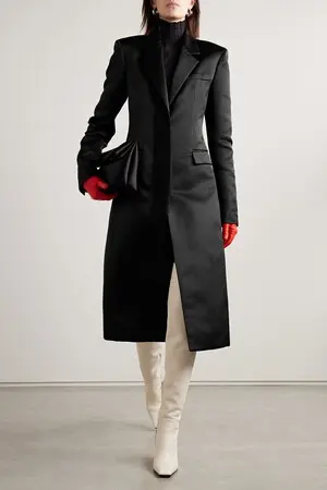 Veronica De Piante Freya Embroidered Grosgrain-trimmed Silk-satin Coat