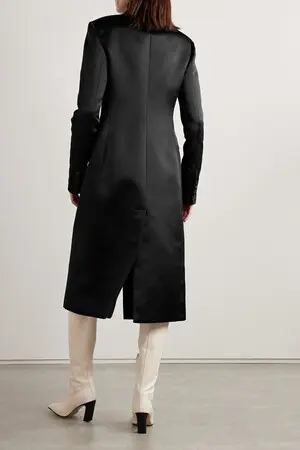 Veronica De Piante Freya Embroidered Grosgrain-trimmed Silk-satin Coat