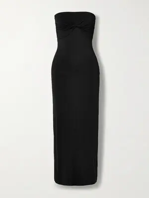 Tove Cate Strapless Twist-front Stretch-jersey Midi Dress - Black