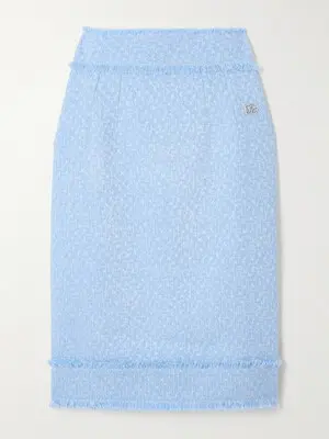 Dolce & Gabbana Frayed Wool-blend Tweed Midi Skirt