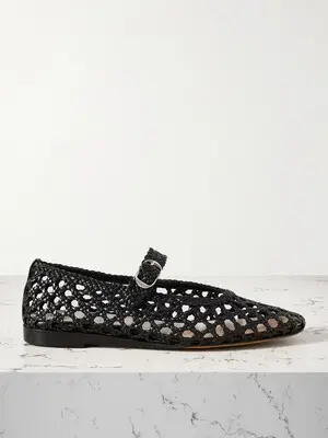 Le Monde Beryl Le Monde Beryl Woven Leather Mary Jane Flats Black