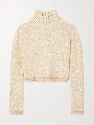 Altuzarra Melitta Cropped Sequin-embellished Knitted Turtleneck Sweater