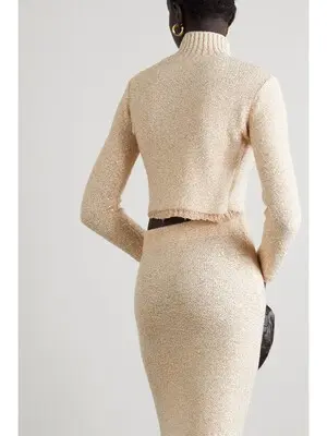 Altuzarra Melitta Cropped Sequin-embellished Knitted Turtleneck Sweater