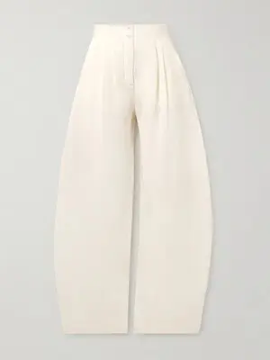 CORTANA Marlo Pleated Linen Straight-leg Trousers