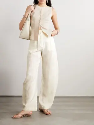 CORTANA Marlo Pleated Linen Straight-leg Trousers