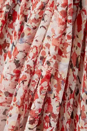 Another Tomorrow Net Sustain Gathered Printed Peace Silk Midi Dress