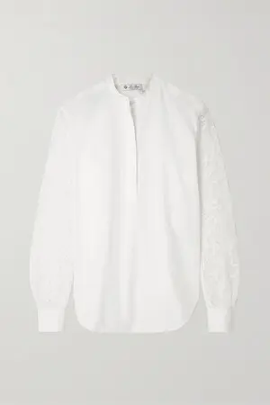 Loro Piana Ide Cotton-poplin And Guipure Lace Shirt
