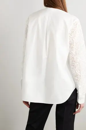 Loro Piana Ide Cotton-poplin And Guipure Lace Shirt