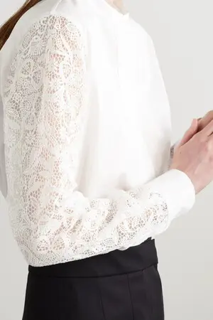 Loro Piana Ide Cotton-poplin And Guipure Lace Shirt