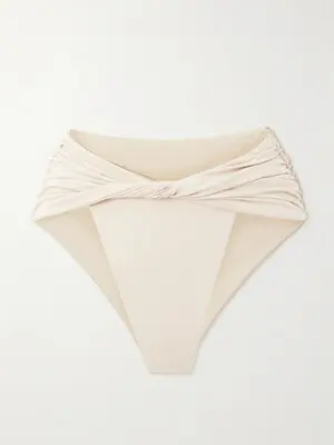 Magda Butrym Twist-front Ruched Bikini Bottom - Neutrals
