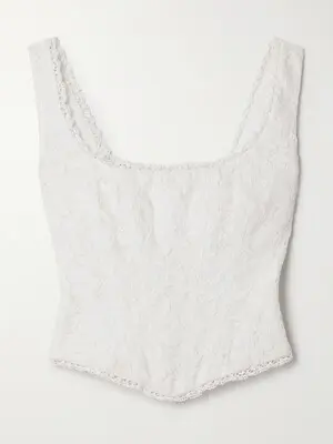 LoveShackFancy Lorelai Crochet-trimmed Lace Bustier Top