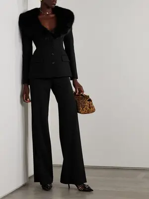 Dolce & Gabbana Faux Fur-trimmed Wool-blend Blazer